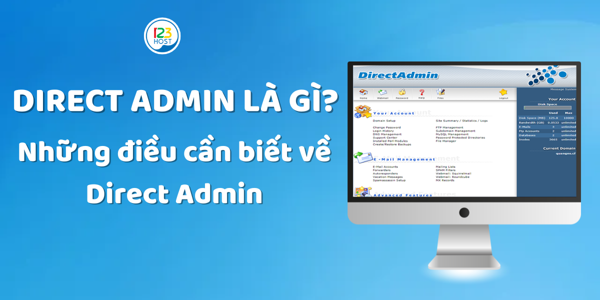 DirectAdmin là gì? Những điều cần biết về Direct Admin? - 123HOST